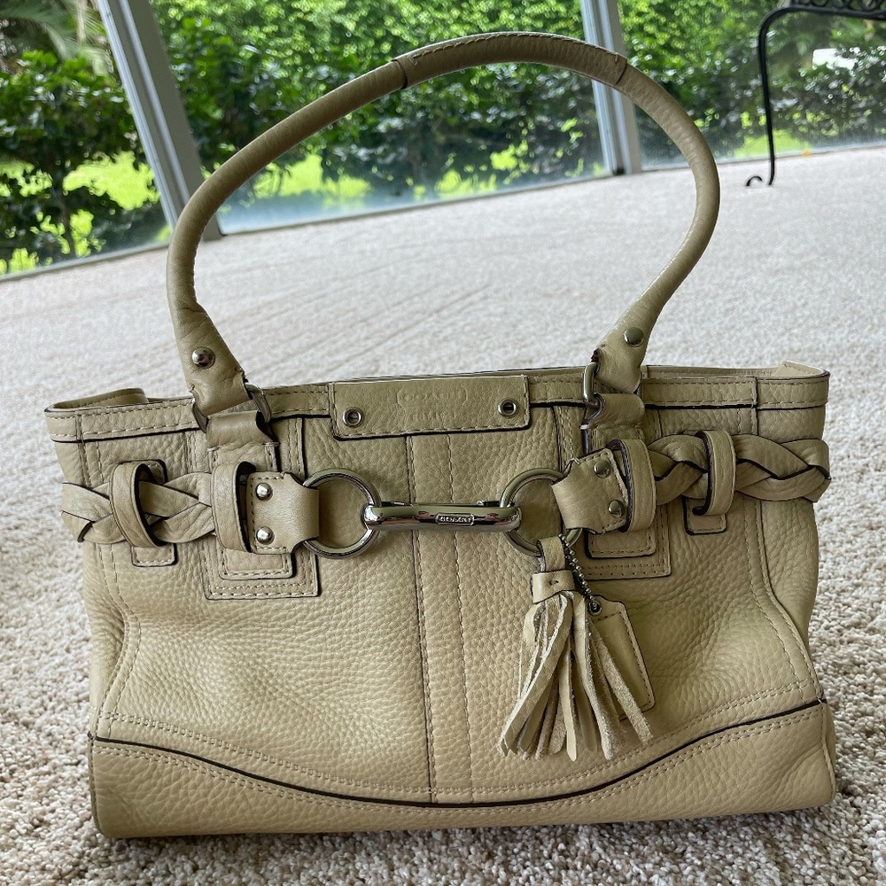 Coach Hampton Tan Braided Purse, Shoulder Bag - Gem